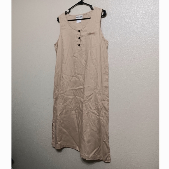 David Dart | Dresses | David Dart Tan Lightweight Linen Midi Dress ...